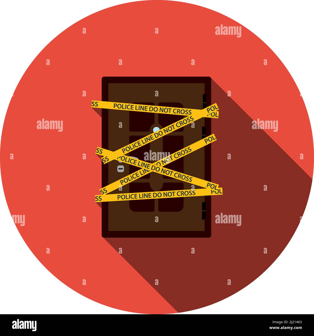 Crime Scene Door Icon. Flat Circle Stencil Design With Long Shadow ...