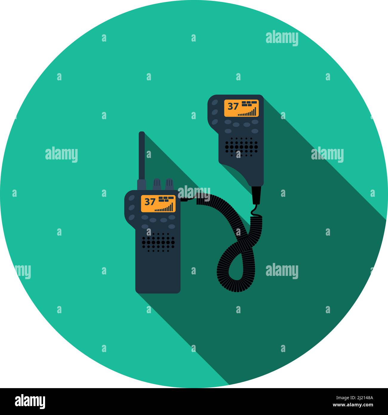 Police Radio Icon. Flat Circle Stencil Design With Long Shadow. Vector ...