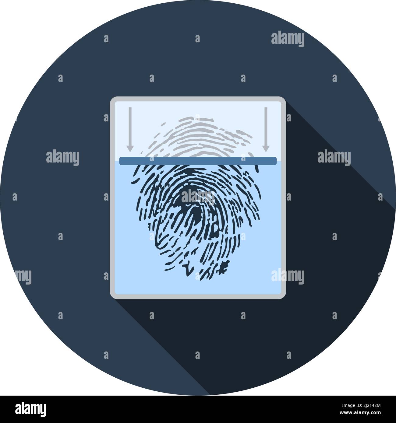 Fingerprint Scan Icon. Flat Circle Stencil Design With Long Shadow ...
