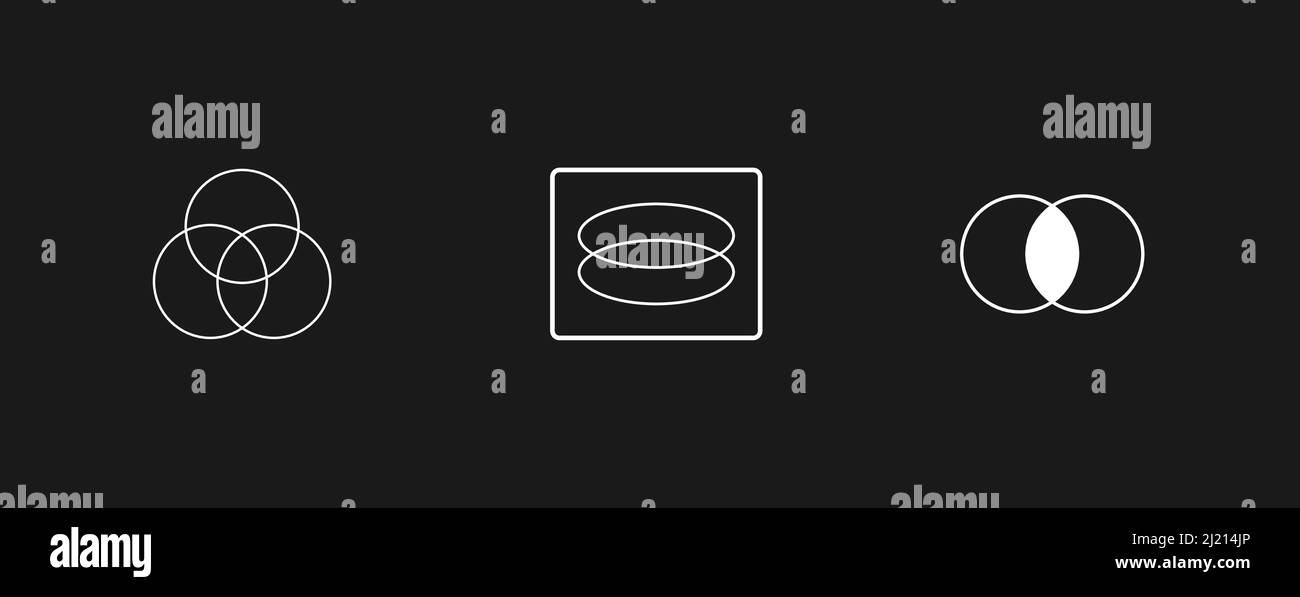 Set of retrowave design elements, circles and ellipses. Intersecting ...