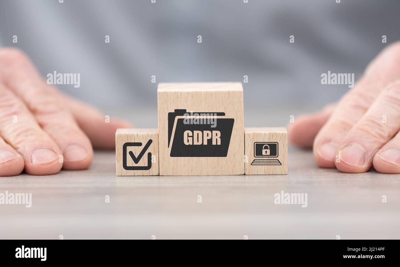 Wooden blocks with symbol of gdpr concept Stock Photo - Alamy