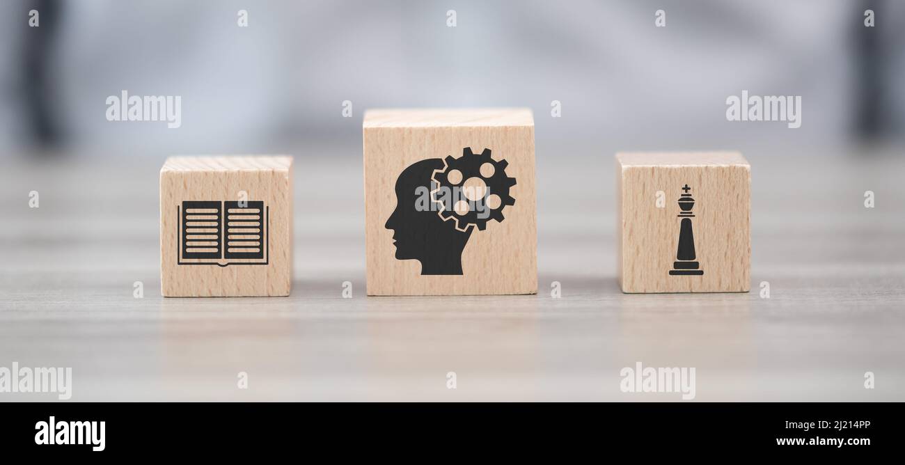 Wooden blocks with symbol of skills concept Stock Photo - Alamy