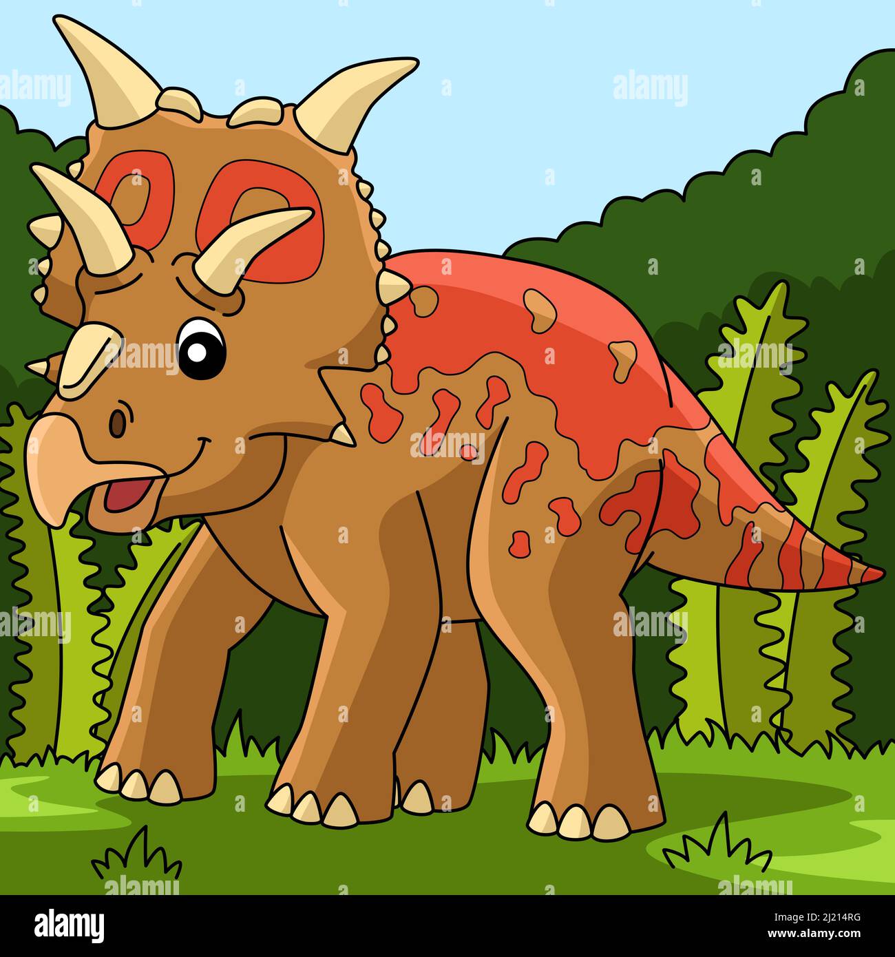 Xenoceratops Dinosaur Colored Cartoon Illustration Stock Vector Image ...