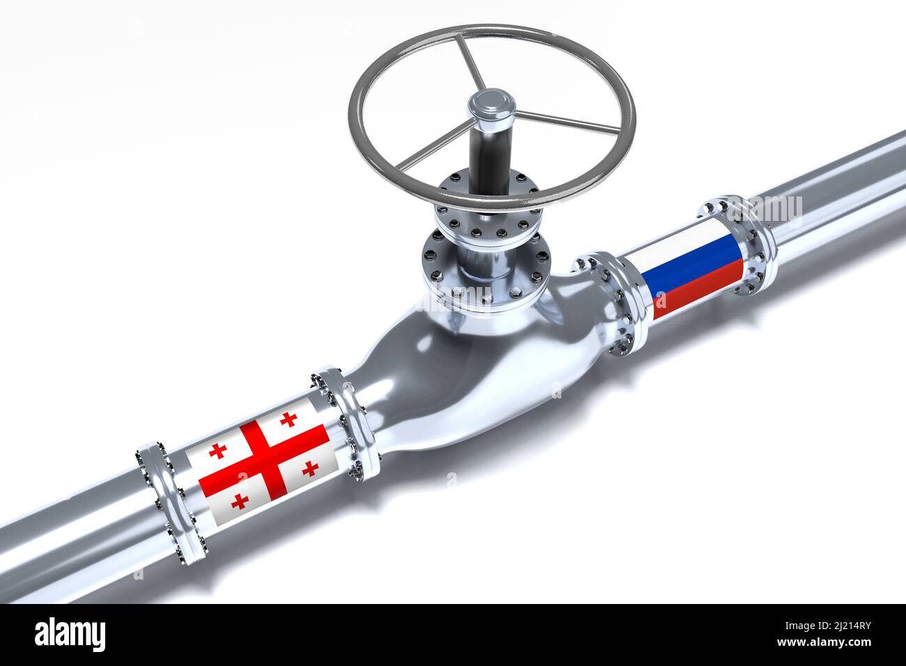 Gas pipeline, flags of Georgia and Russia - 3D illustration Stock Photo ...
