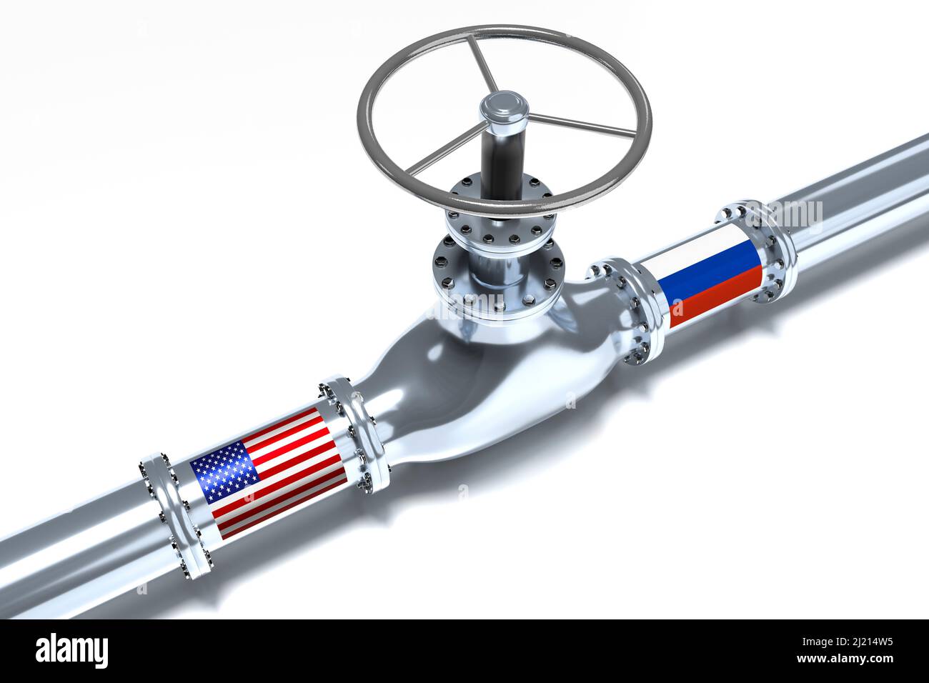 Gas pipeline, flags of USA and Russia - 3D illustration Stock Photo - Alamy