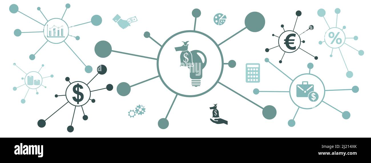 Concept of investment with connected icons Stock Photo - Alamy