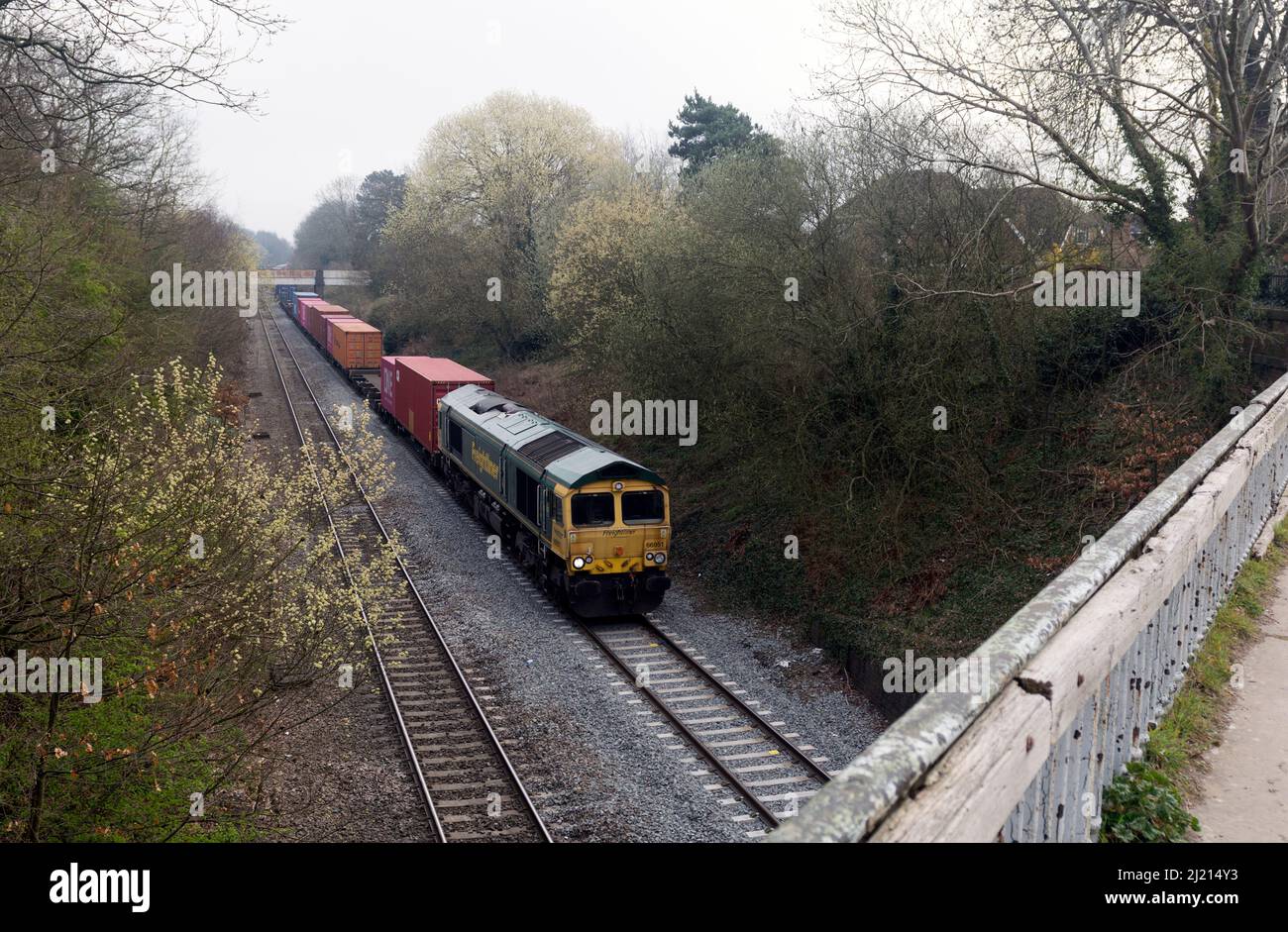 Class 66 diesel locomotive No 66951 pulling a freightliner train, seen ...