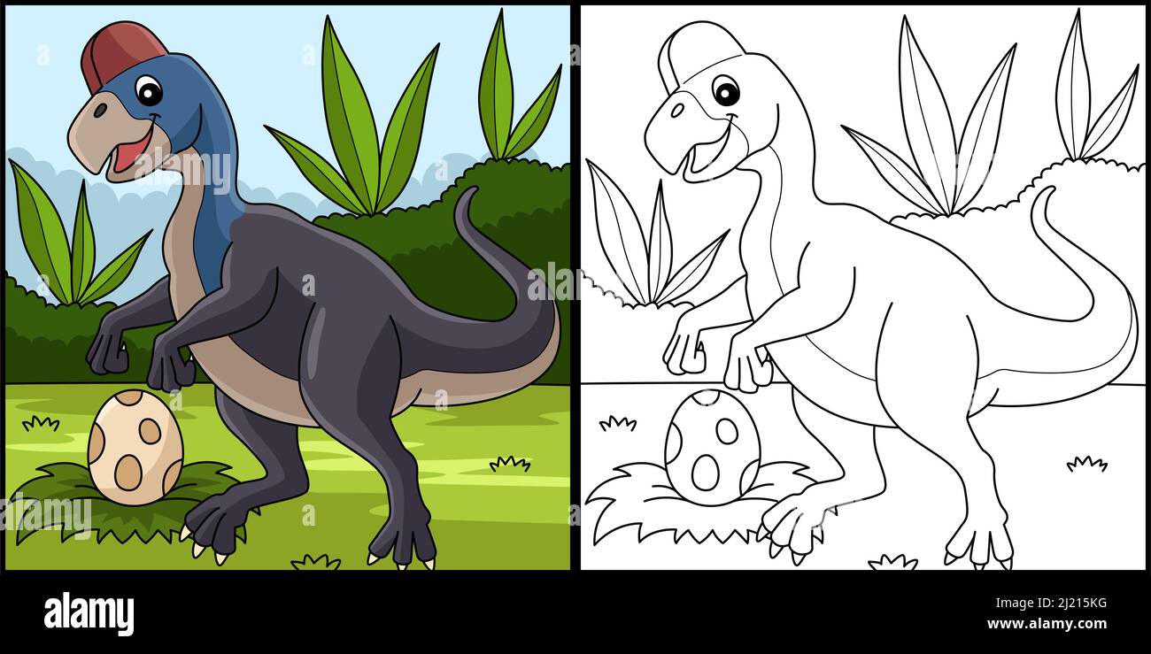 Oviraptor Dinosaur Coloring Page Illustration Stock Vector Image & Art ...