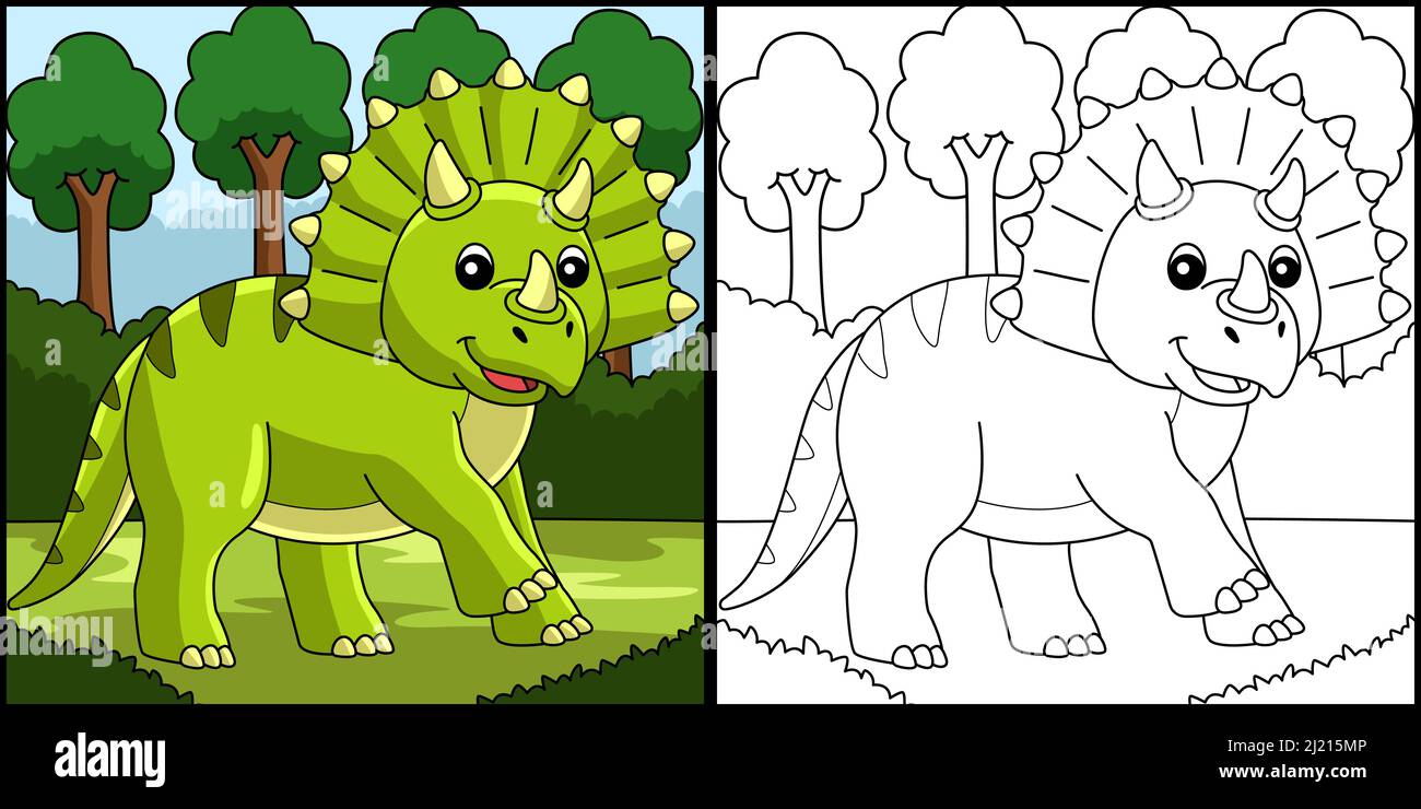 Triceratops Dinosaur Coloring Page Illustration Stock Vector Image ...