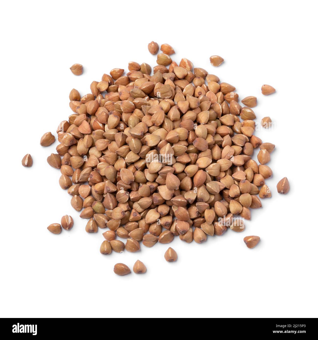 Heap of traditional raw kasha, roasted buckwheat, close up isolated on ...