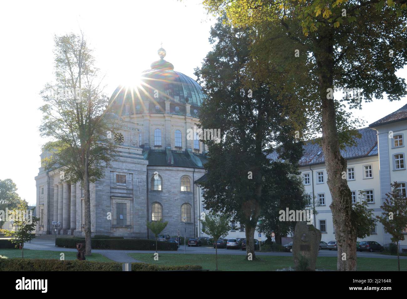 Neoclassical cathedral against the light in St. Blasien, Baden ...
