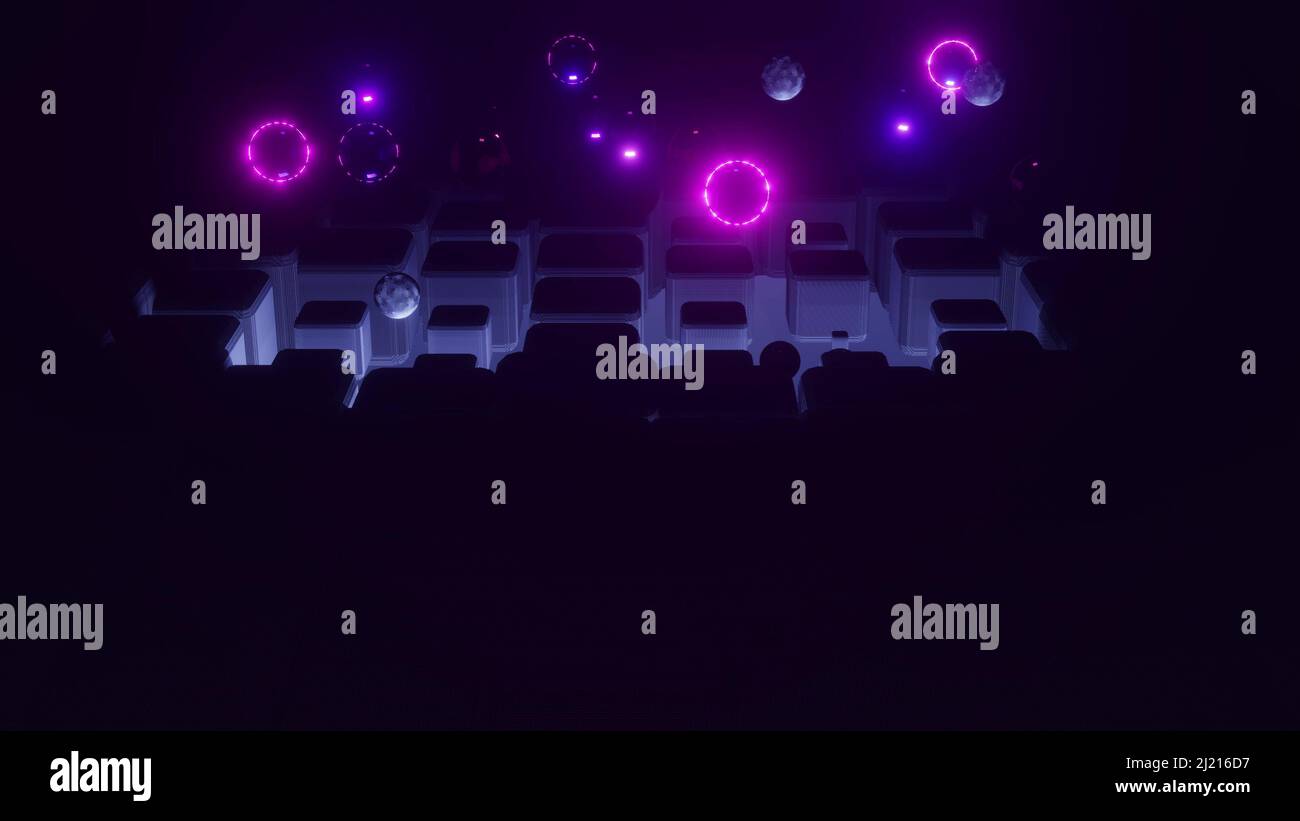 3d illustration of 4K UHD cubes and glowing spheres in darkness Stock ...