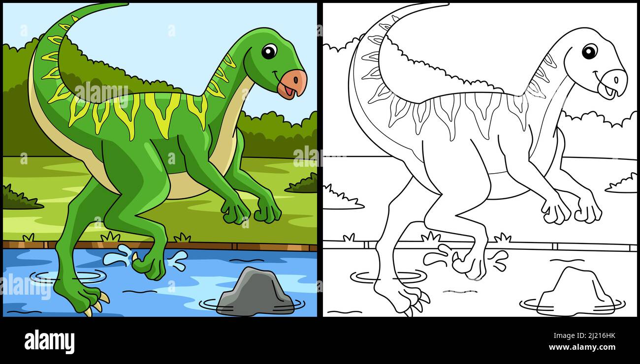 Qantassaurus Dinosaur Coloring Page Illustration Stock Vector Image ...