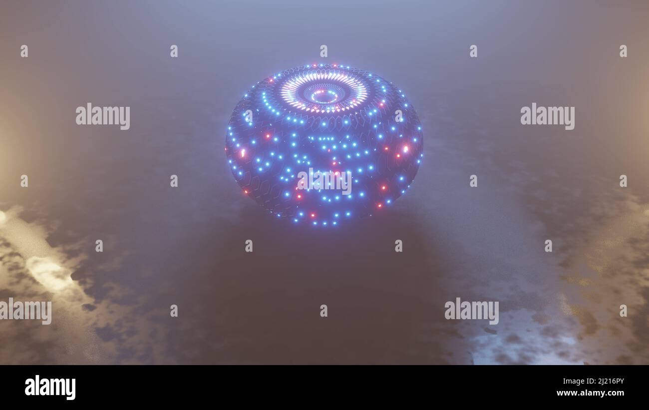 3d illustration of 4K UHD geometric torus with neon lights Stock Photo ...