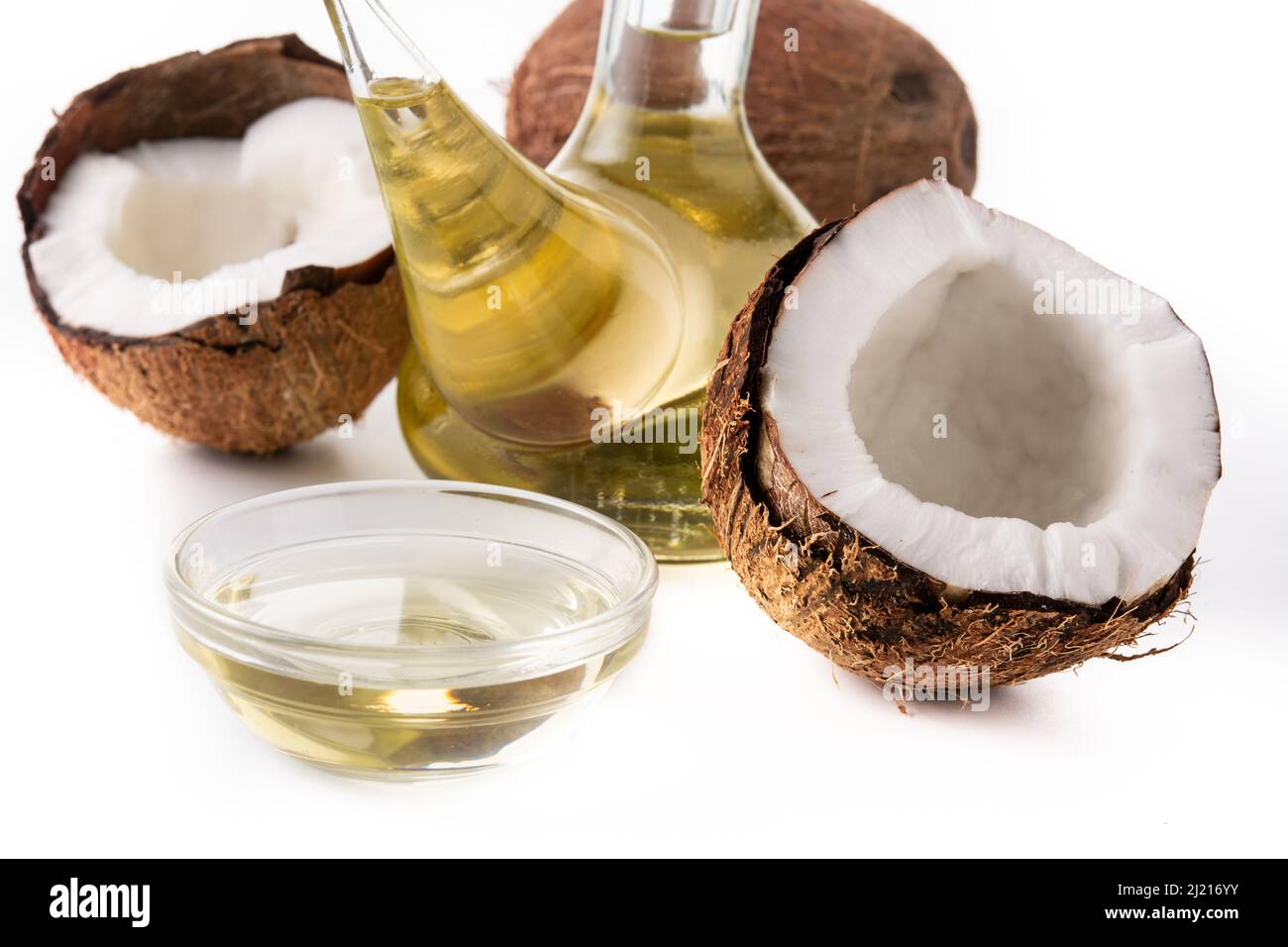 Coconut oil isolated on white background Stock Photo - Alamy
