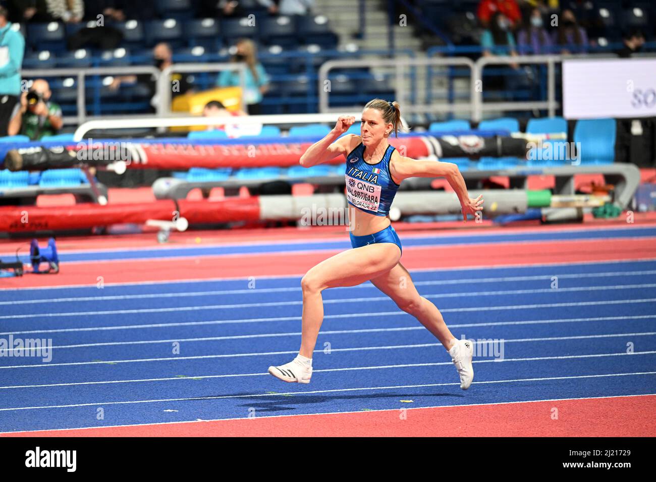 Elena Vallortigara participating in the 2022 Belgrade Indoor World ...