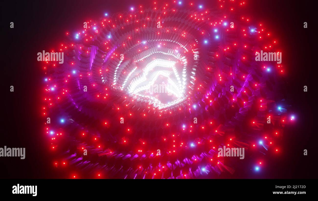 3d illustration of 4K UHD shiny metal torus with neon lights Stock ...