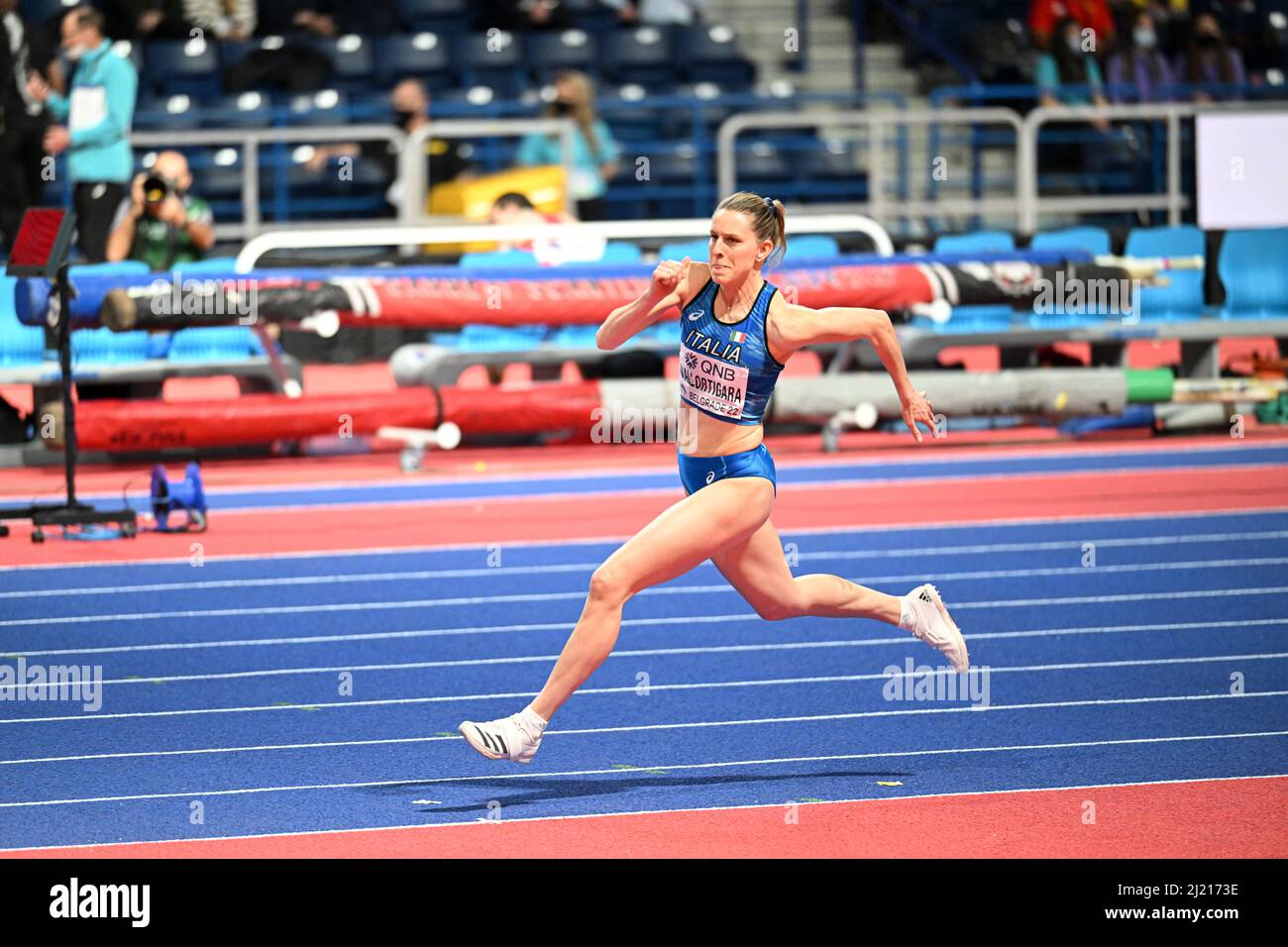 Elena Vallortigara participating in the 2022 Belgrade Indoor World ...