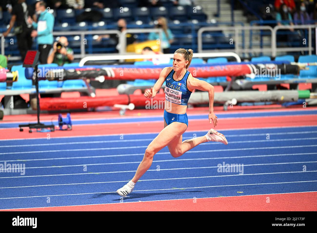 Elena Vallortigara participating in the 2022 Belgrade Indoor World ...