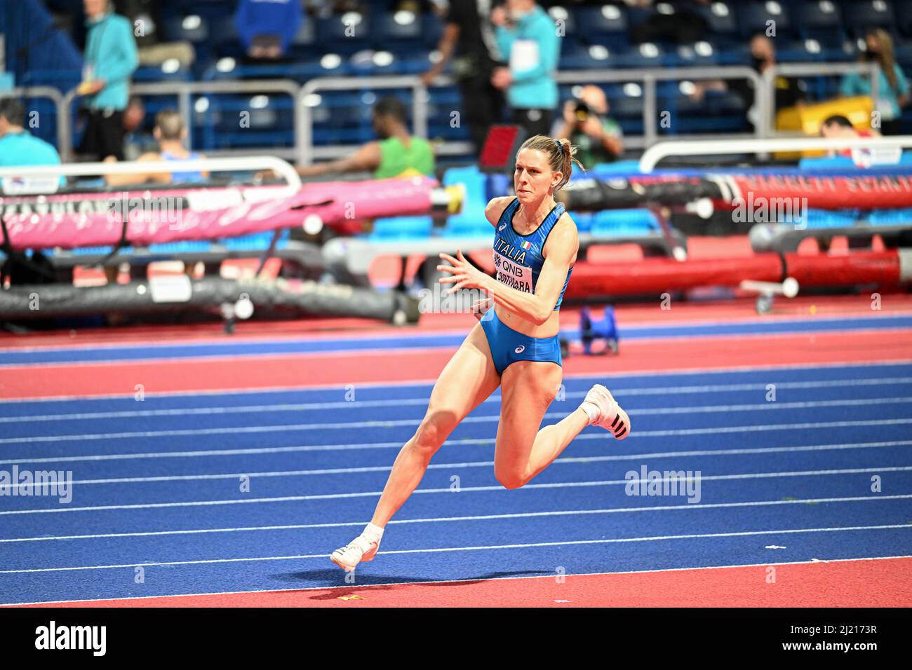 Elena Vallortigara participating in the 2022 Belgrade Indoor World ...