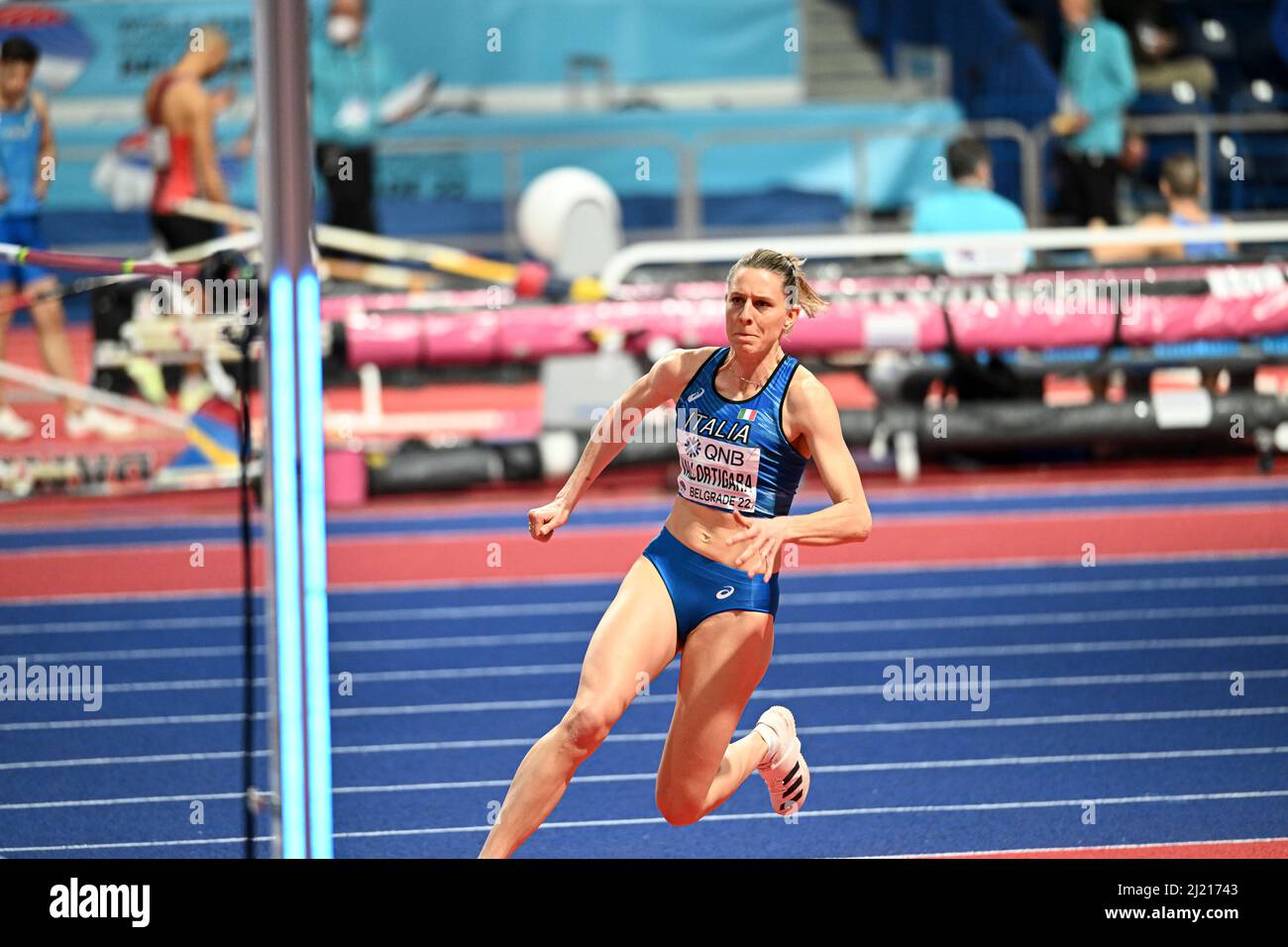 Elena Vallortigara participating in the 2022 Belgrade Indoor World ...