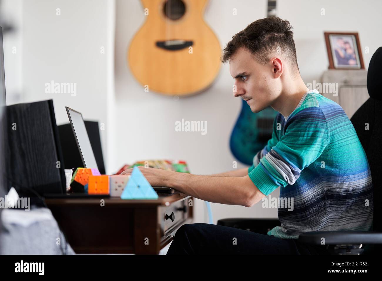 Software developer working from home in a modern environment Stock ...