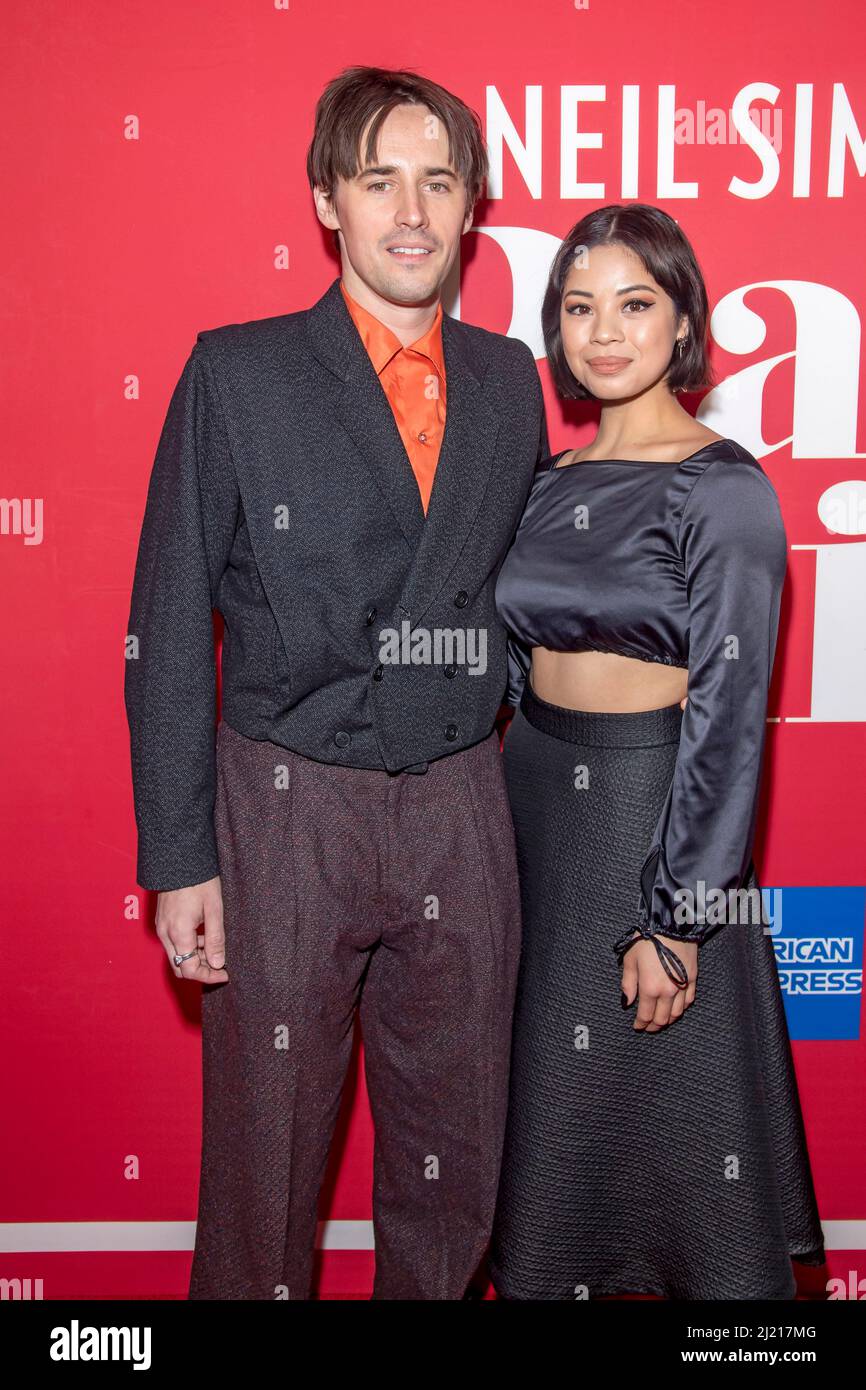 NEW YORK, NEW YORK - MARCH 28: Reeve Carney and Eva Noblezada attend ...