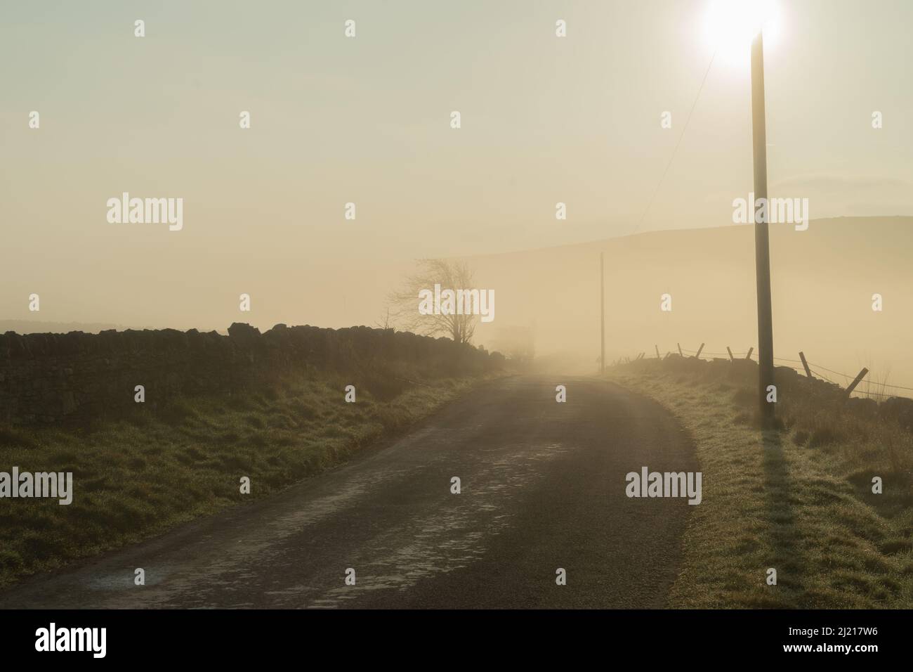 Mist over a moor in Northumberland, UK Stock Photo - Alamy