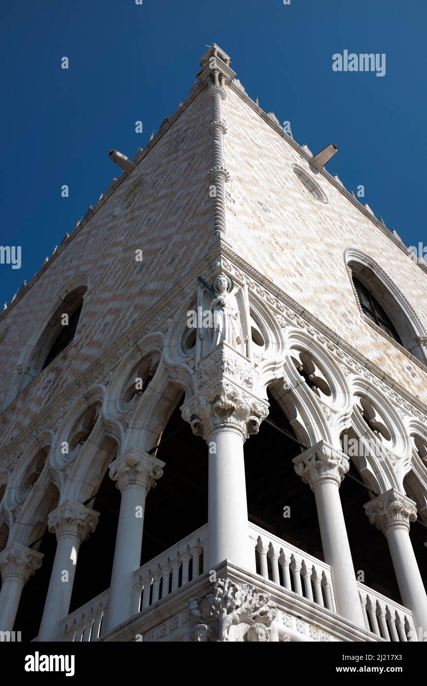 Ornate Stonework Facade of the Ducal Palace San Marco Venice Italy ...
