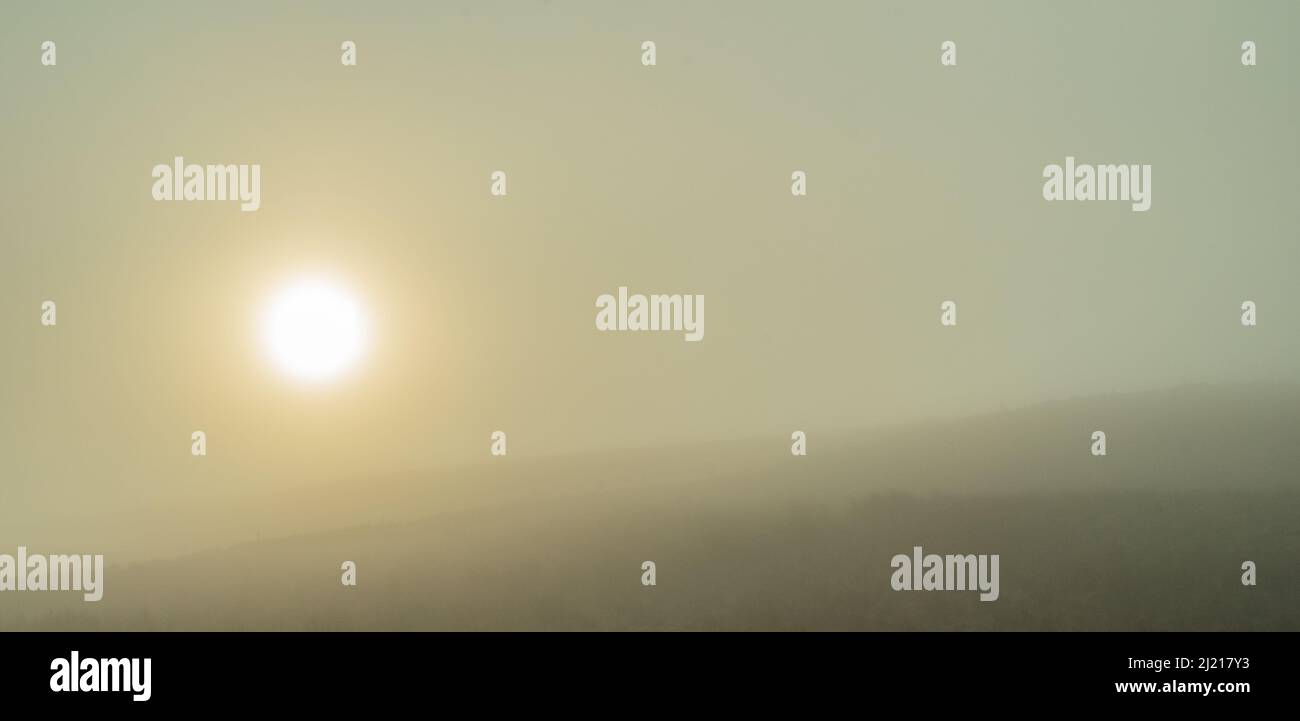 Mist over a moor in Northumberland, UK Stock Photo - Alamy