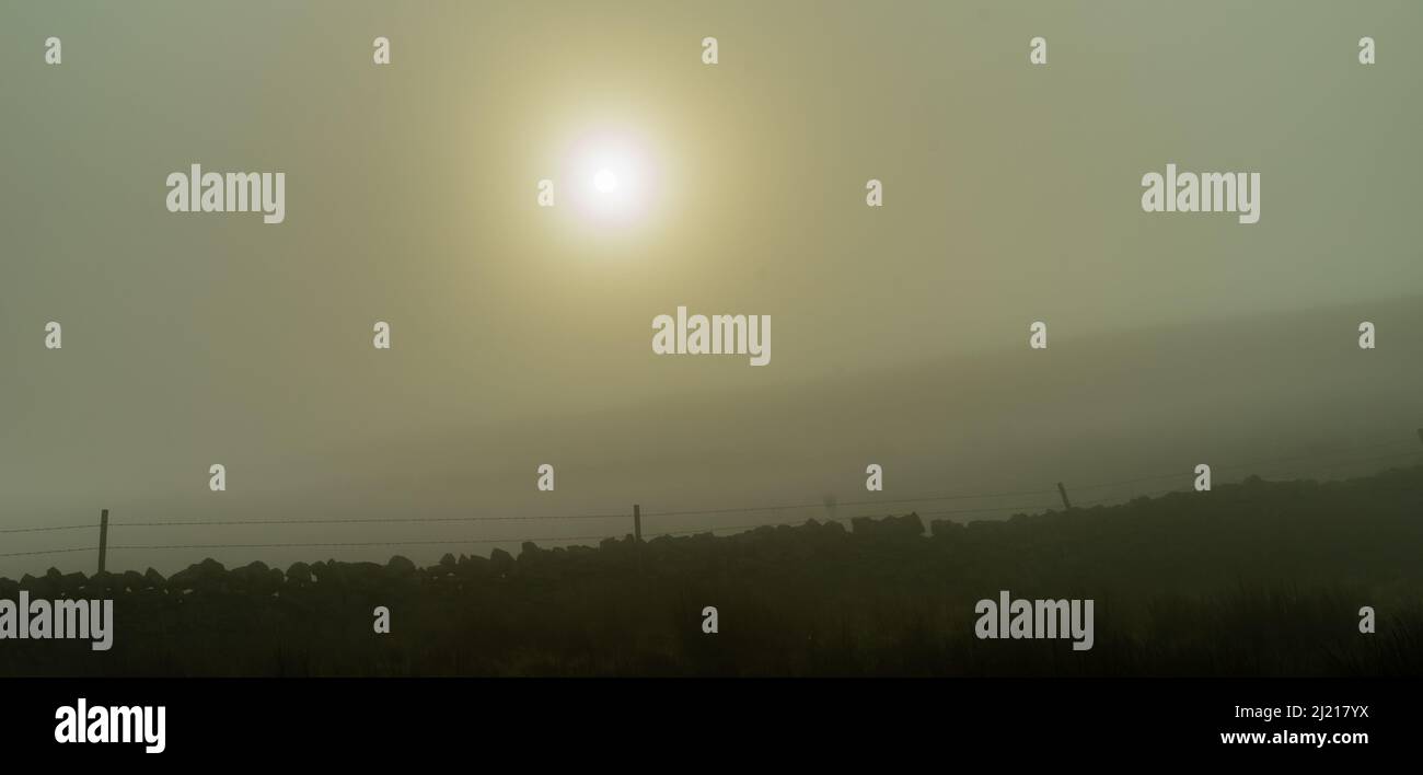 Mist over a moor in Northumberland, UK Stock Photo - Alamy