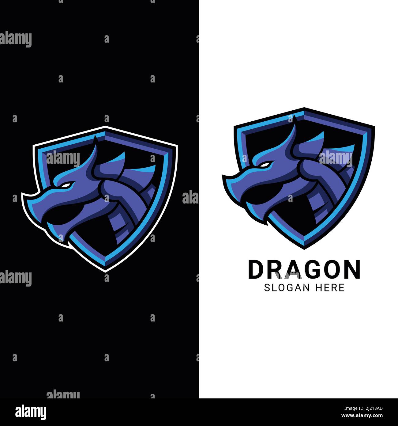 dragon head face with shield illustration for esports logo design ...