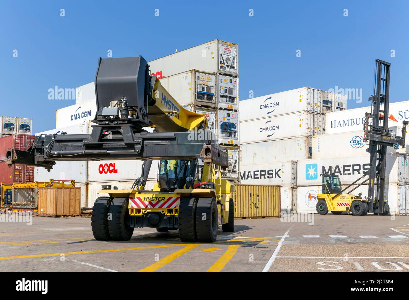 Hyster container carrier reach stacker, Pentalver Transport container ...