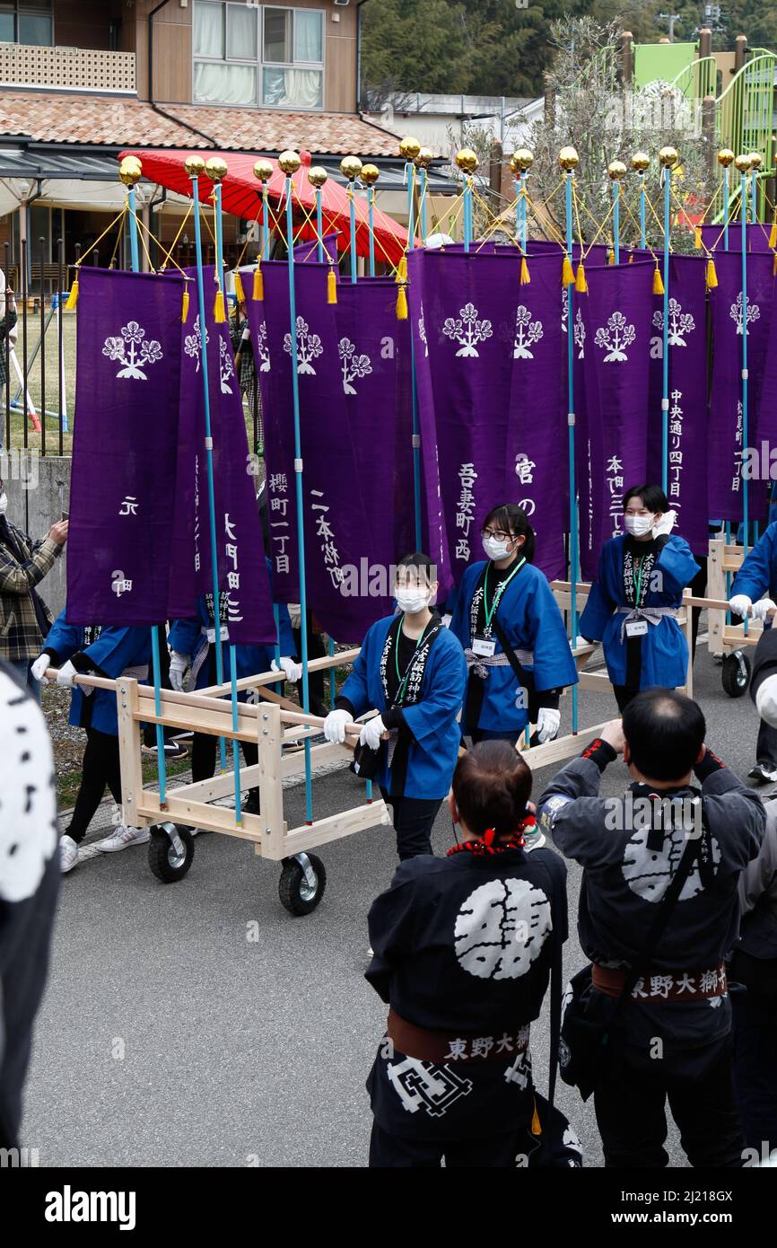 iida, nagano, japan, 2022/24/03, beginning of the religious procession ...
