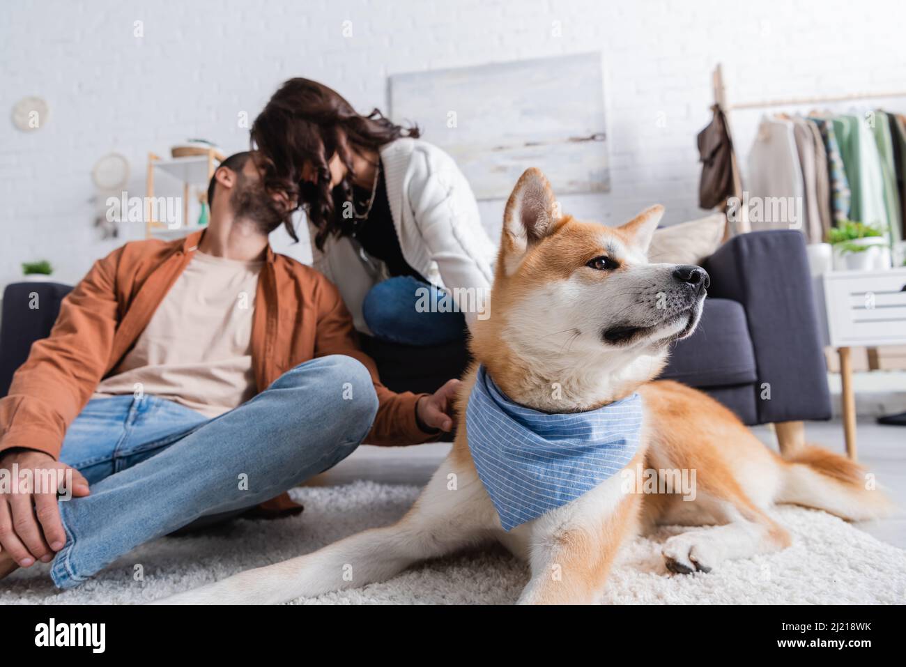 Kissing couple with dog hi-res stock photography and images - Alamy