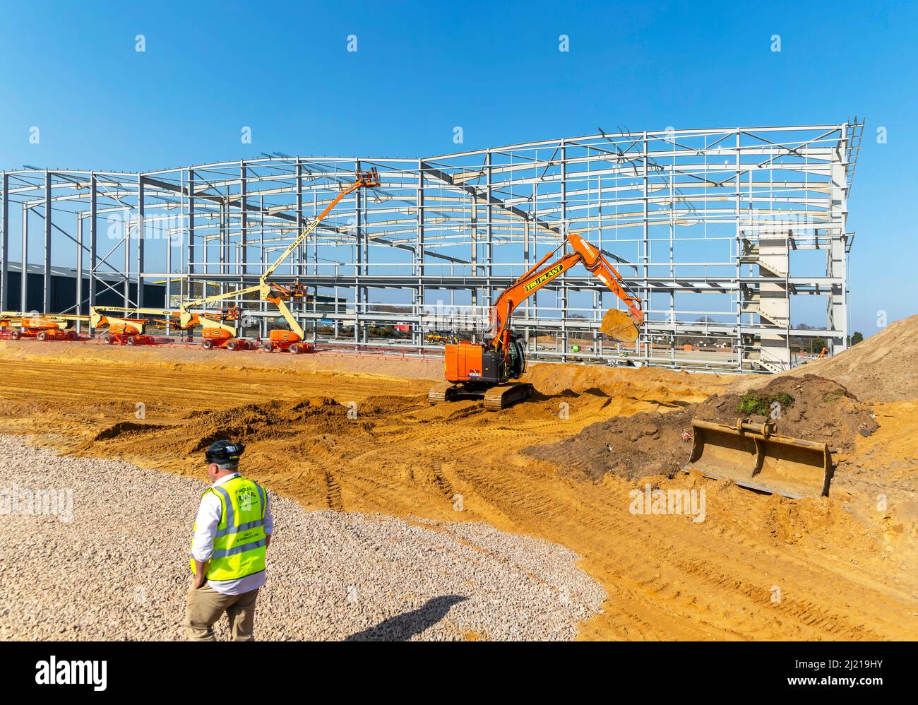Construction site large warehouse building, Orwell Logistics Park ...