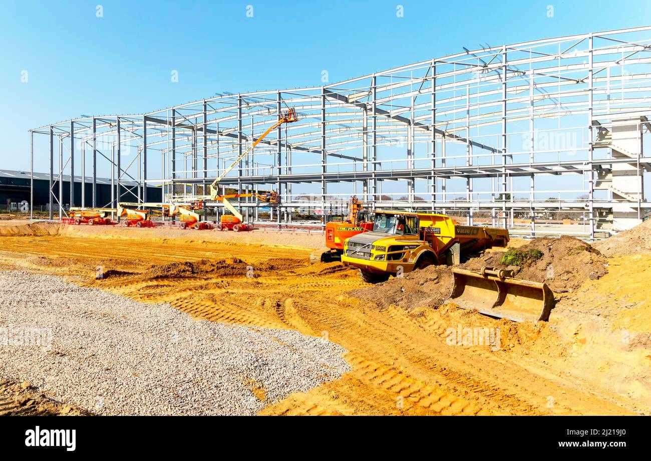 Construction site large warehouse building, Orwell Logistics Park ...