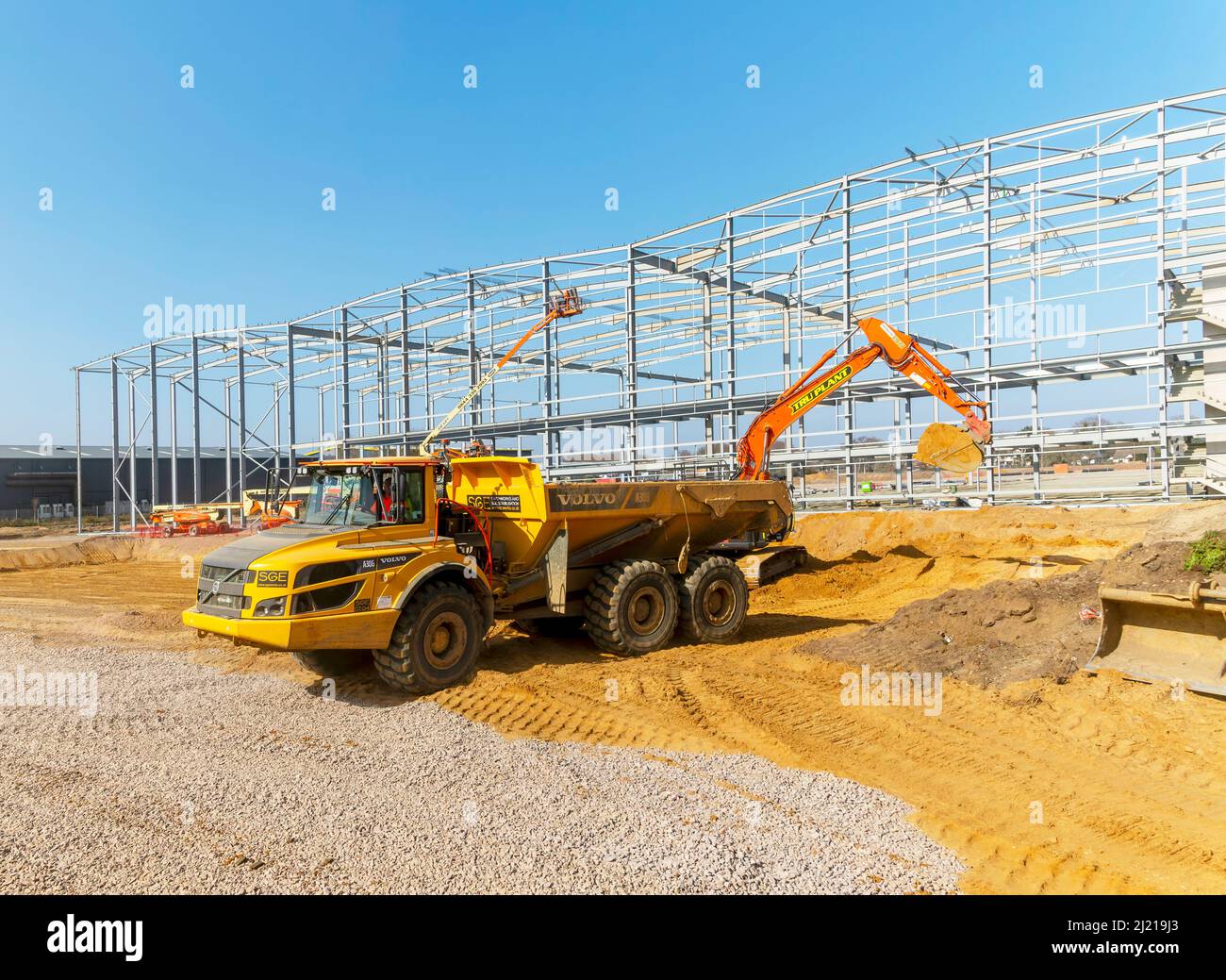 Construction site large warehouse building, Orwell Logistics Park ...