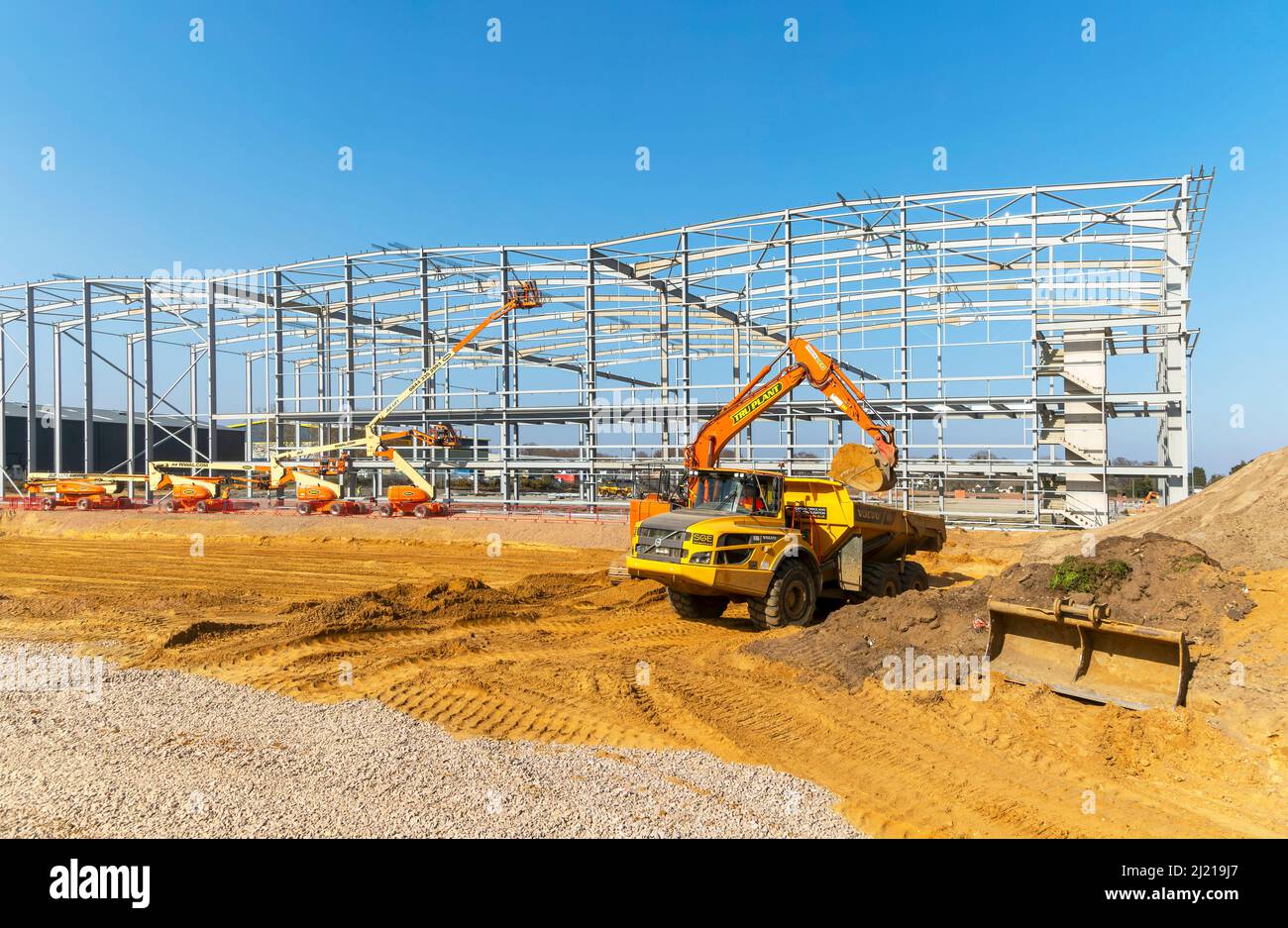 Construction site large warehouse building, Orwell Logistics Park ...