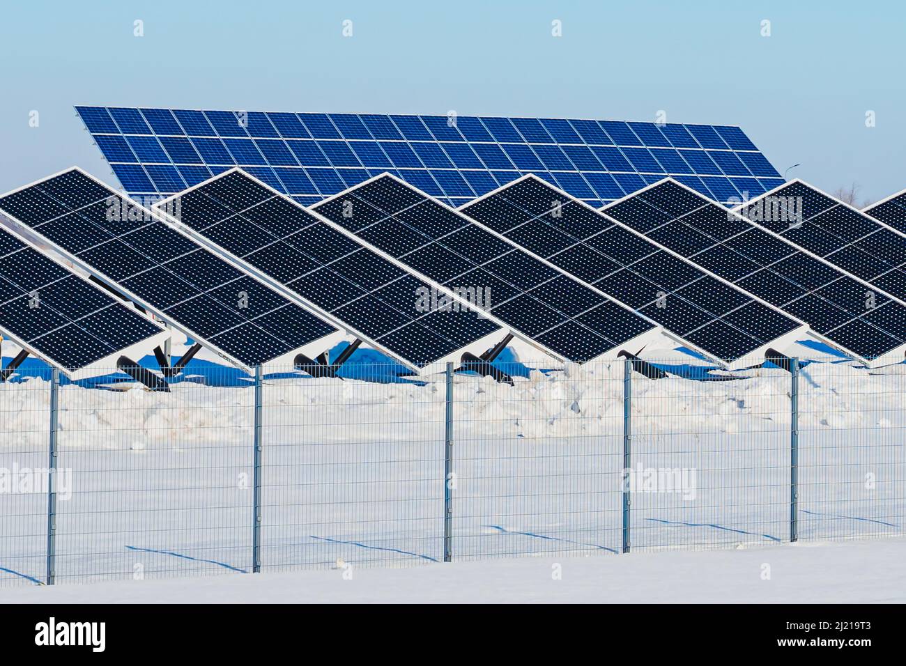 Solar panes in a solar park used for clean energy production ...