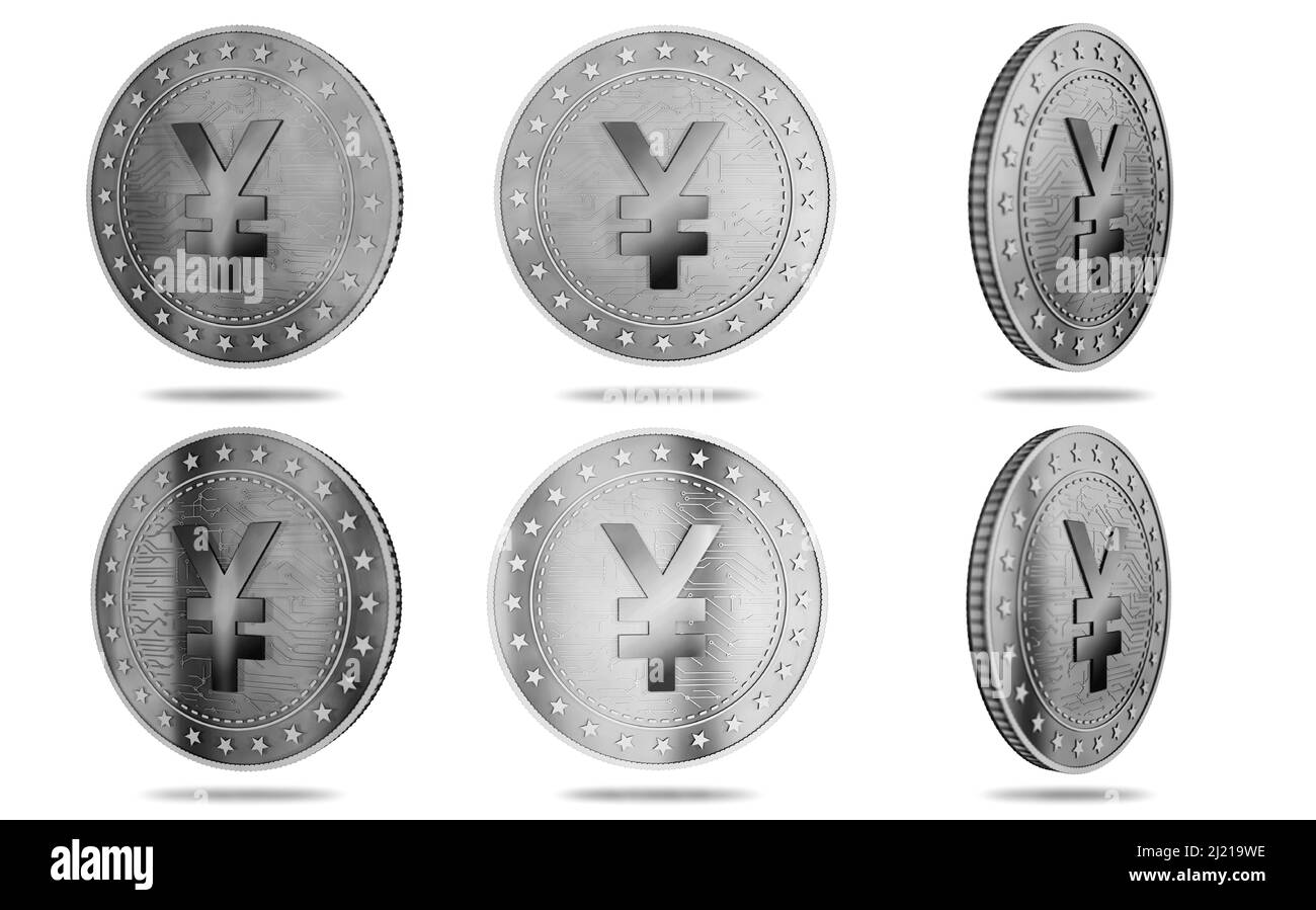 Japanese Yen isolated gold coin on green screen background. Abstract ...