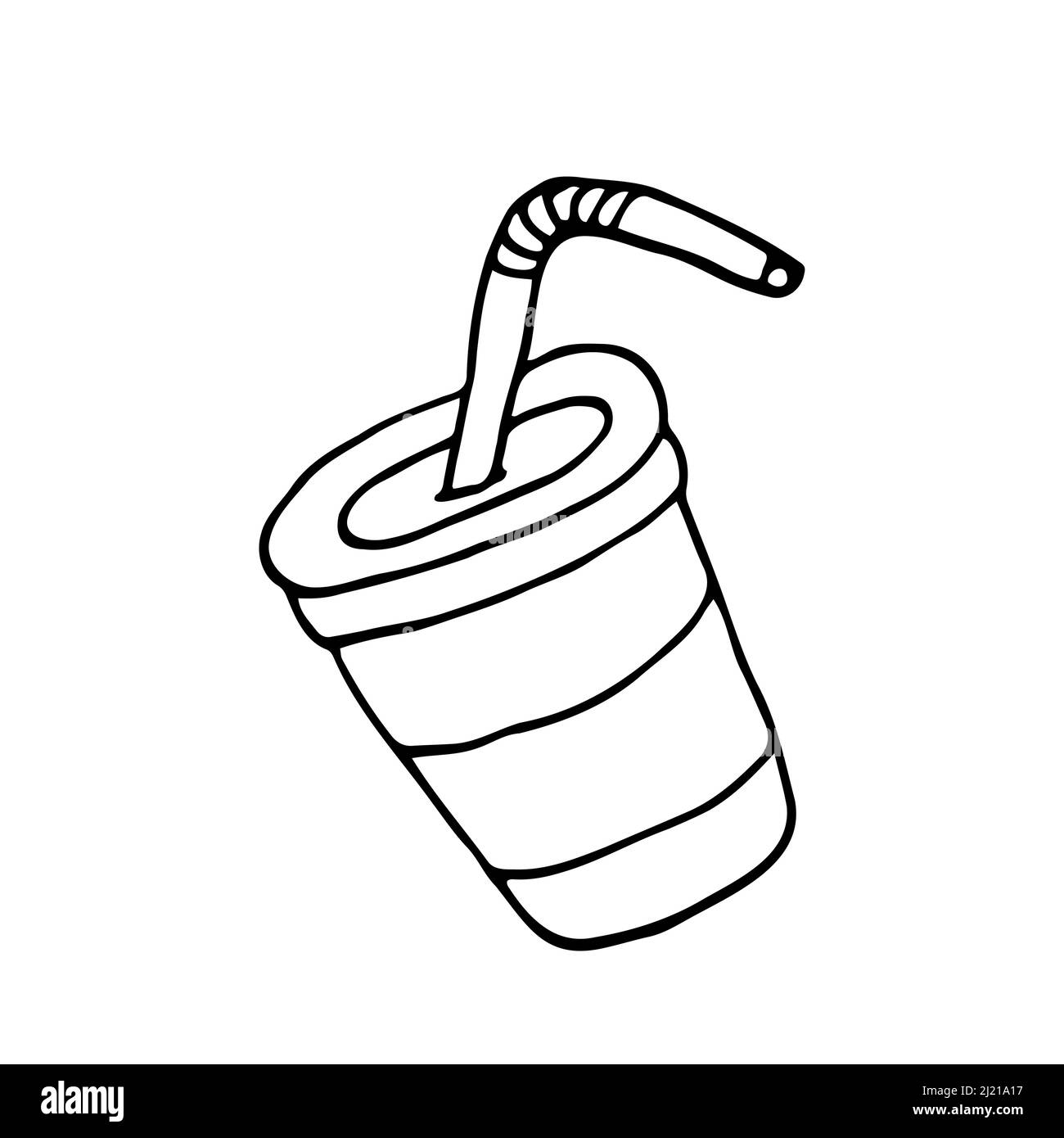 Cool drink cup with straw. Cartoon vector and illustration, isolated on ...