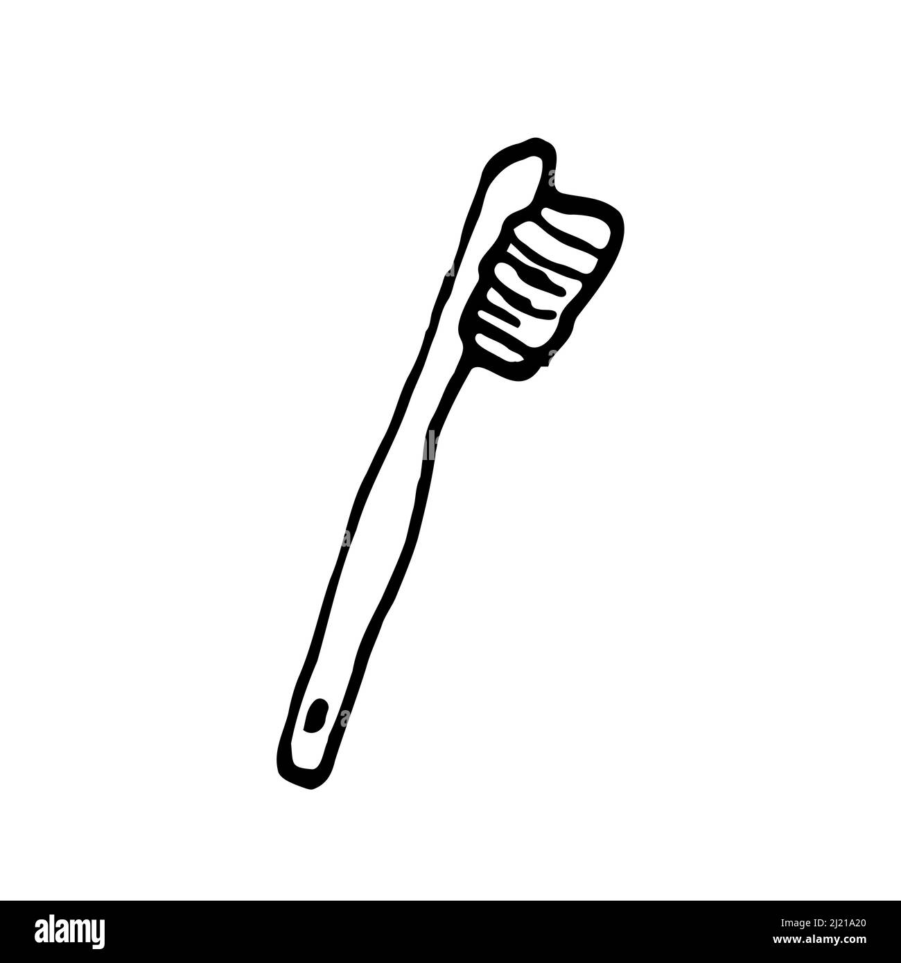 Vector outline classic tooth brush icon on white background Stock ...