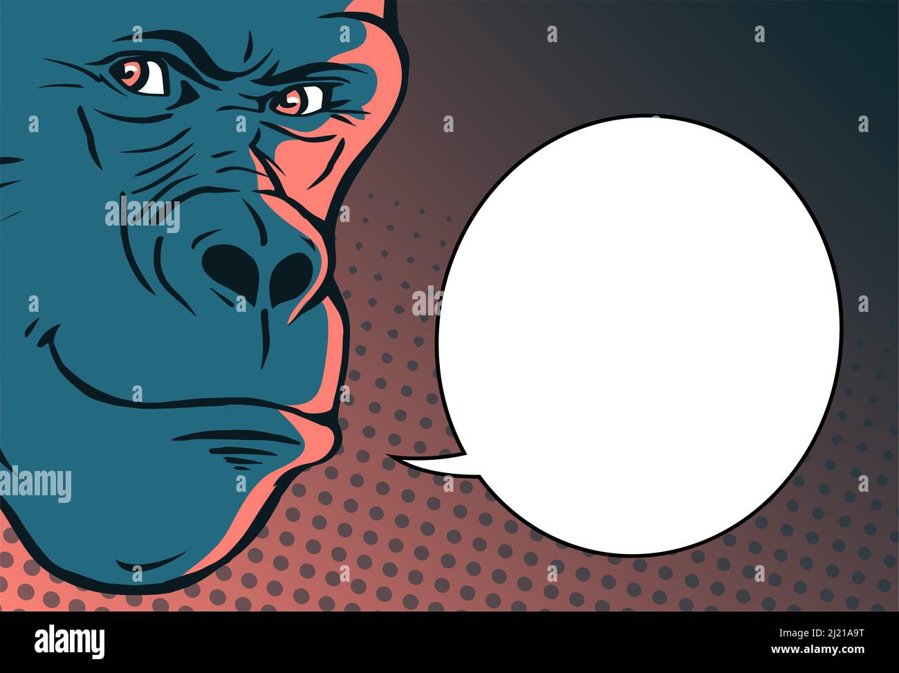 Gorilla head on a color background. A sly smile on his face. Wild ...