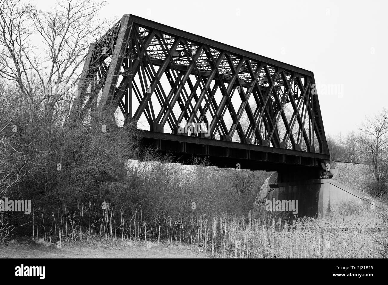 Old rusty bridge still functioning as a railroad transportation ...