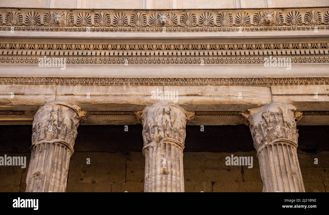 A picture of the column details of the Temple of Hadrian Stock Photo ...