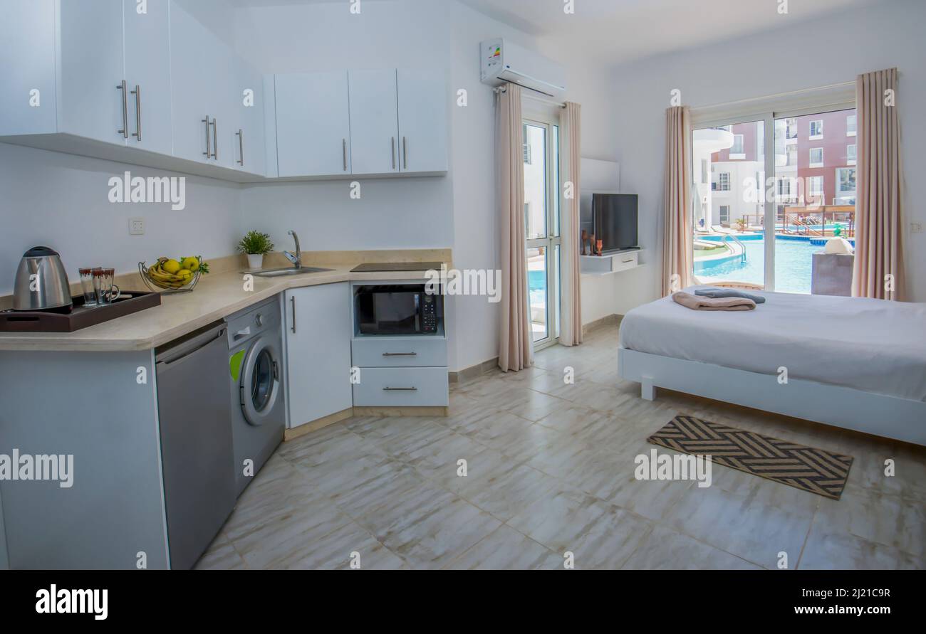 Interior design decor furnishing of luxury show home studio apartment ...