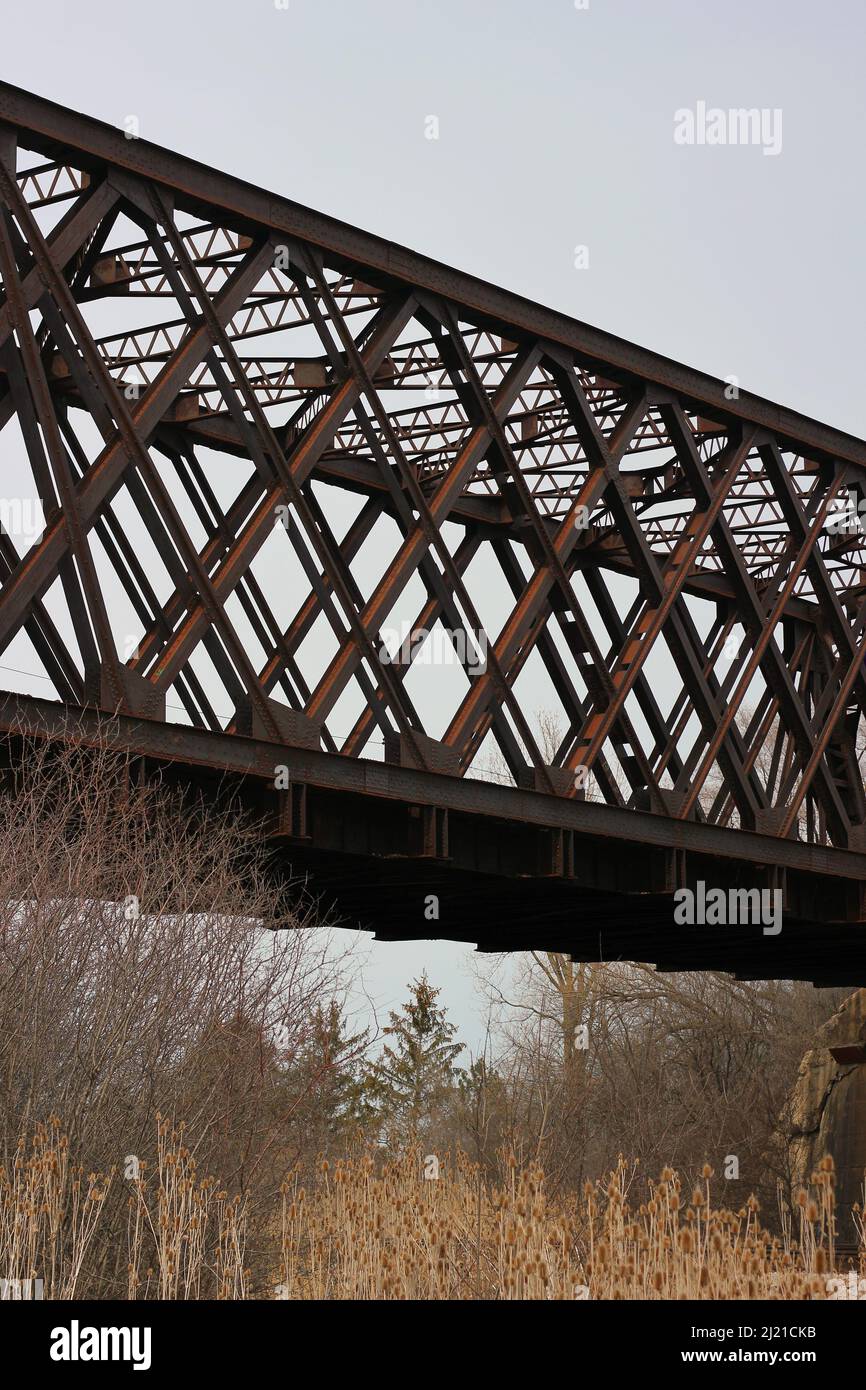 Old rusty bridge still functioning as a railroad transportation ...
