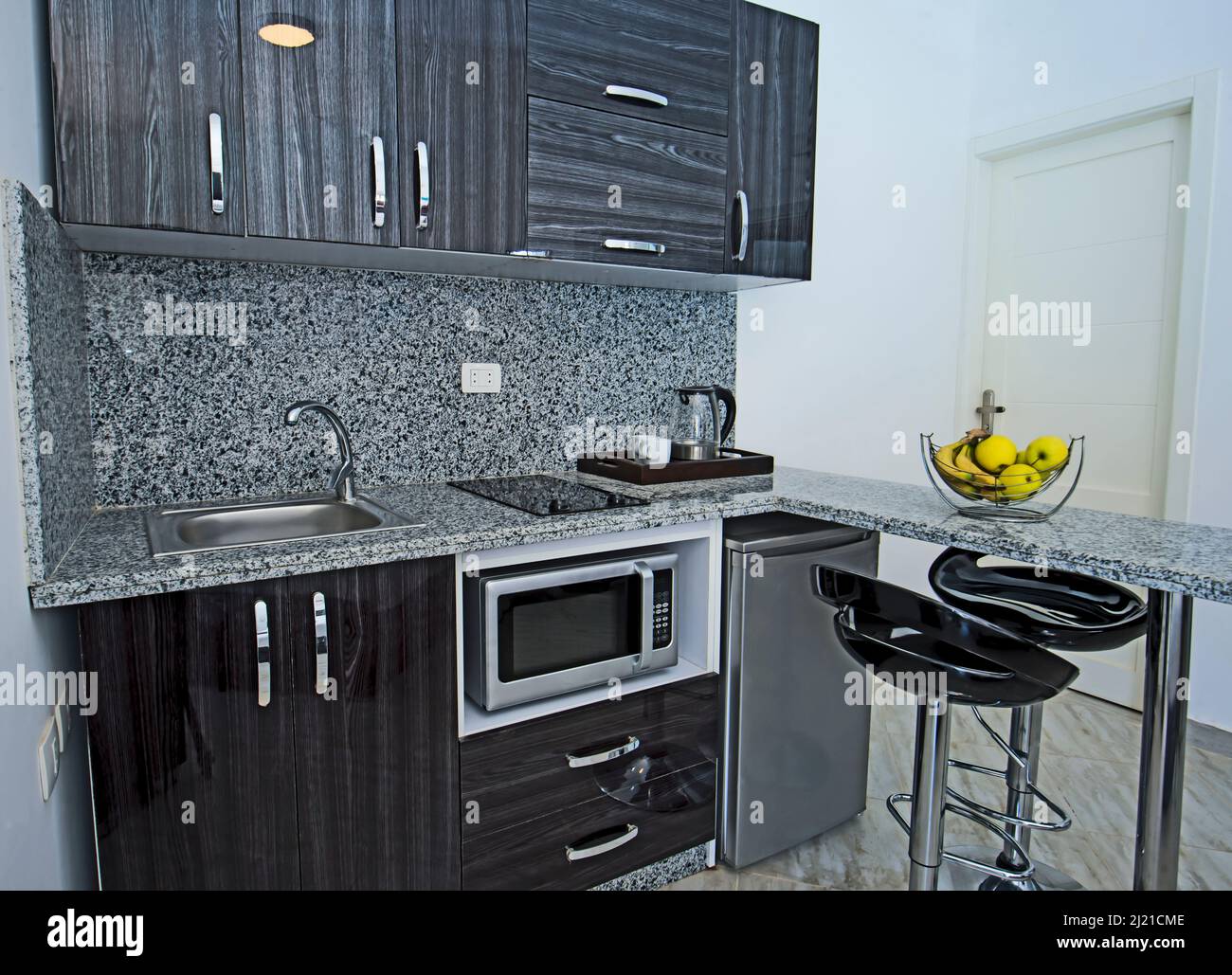 Interior design decor showing modern kitchen and appliances in small ...