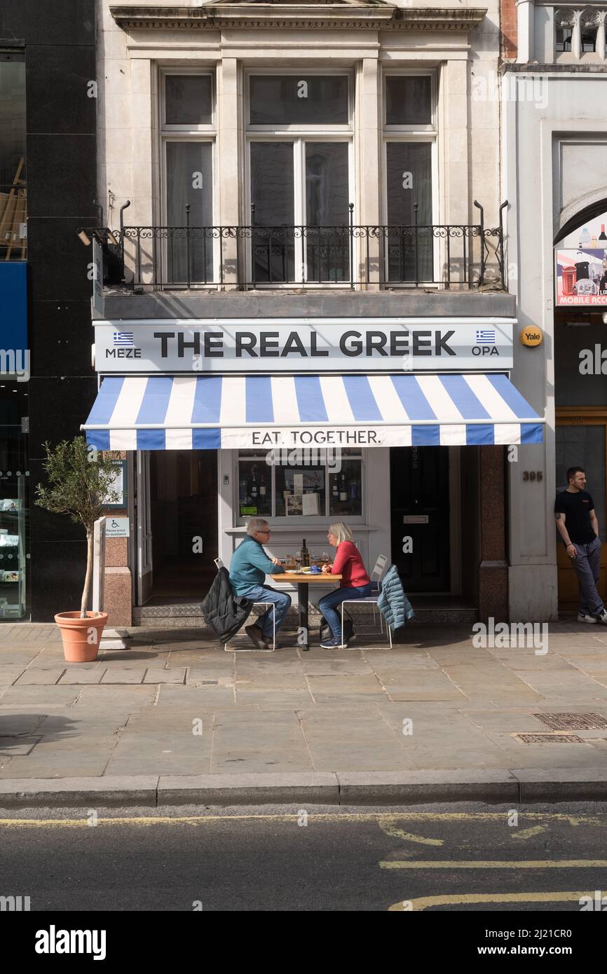 The Real Greek restaurant, Strand, Westminster, London Stock Photo - Alamy